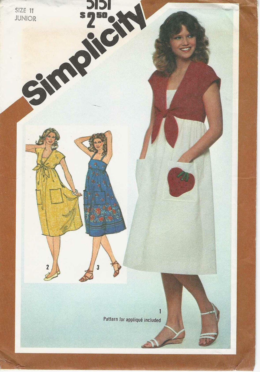 Vintage Simplicity Pattern 5151 - JUNIOR Size 11 Sundress and Unlined Bolero Jacket - Applique ...