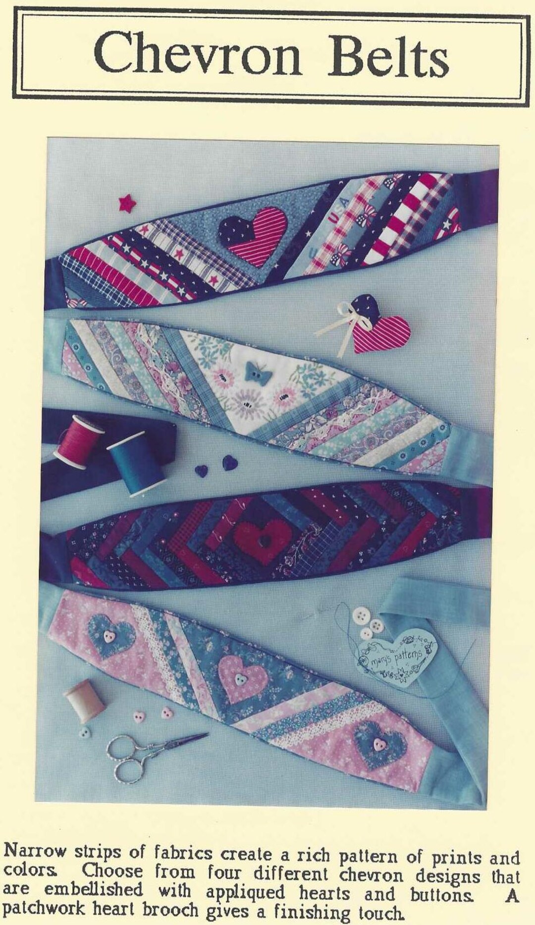 Chevron Belts From Mary's Patterns, Vintage Dated 1991 Full Materials ...