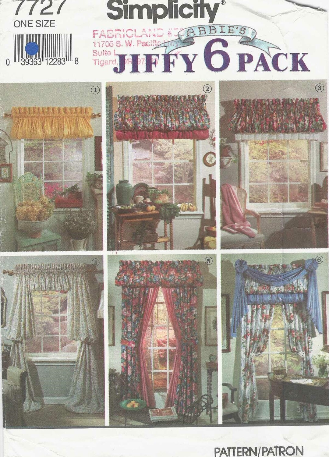 Simplicity Pattern 7727 Abbie's Jiffy Pack Window Treatments Written ...