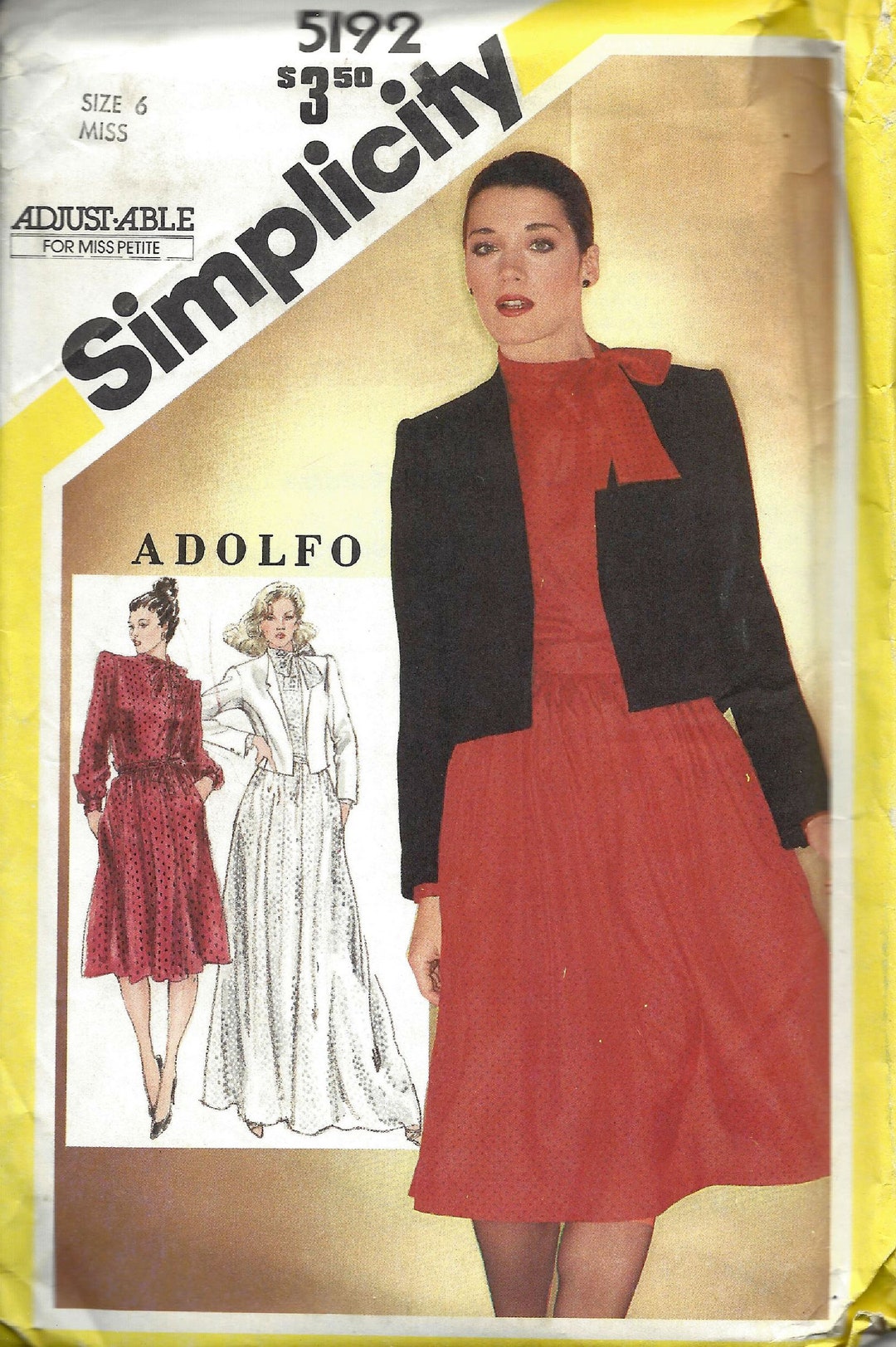 Simplicity Vintage Adolfo Pattern 5192 Misses Size 6 Skirt in 2 Lengths ...