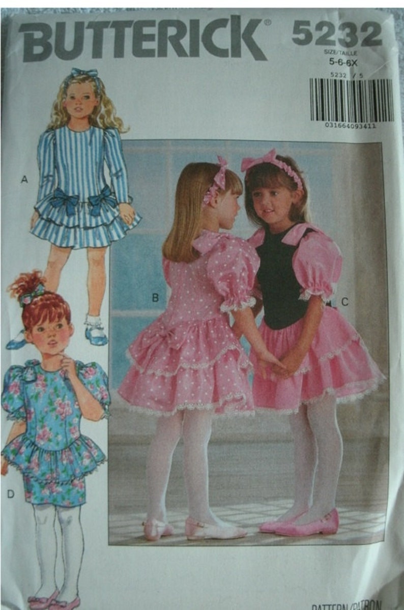 Girls Dress and Headband Butterick Pattern 5232 Rated Easy to - Etsy