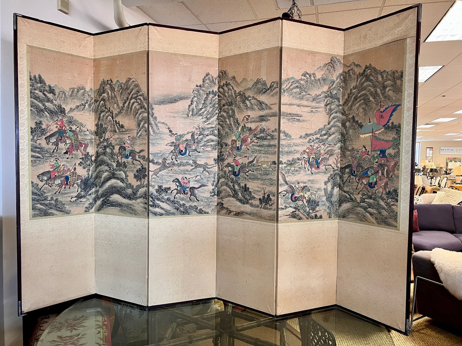 Chinese Six Panel Hand Painted Folding Screen Room Divider - Etsy