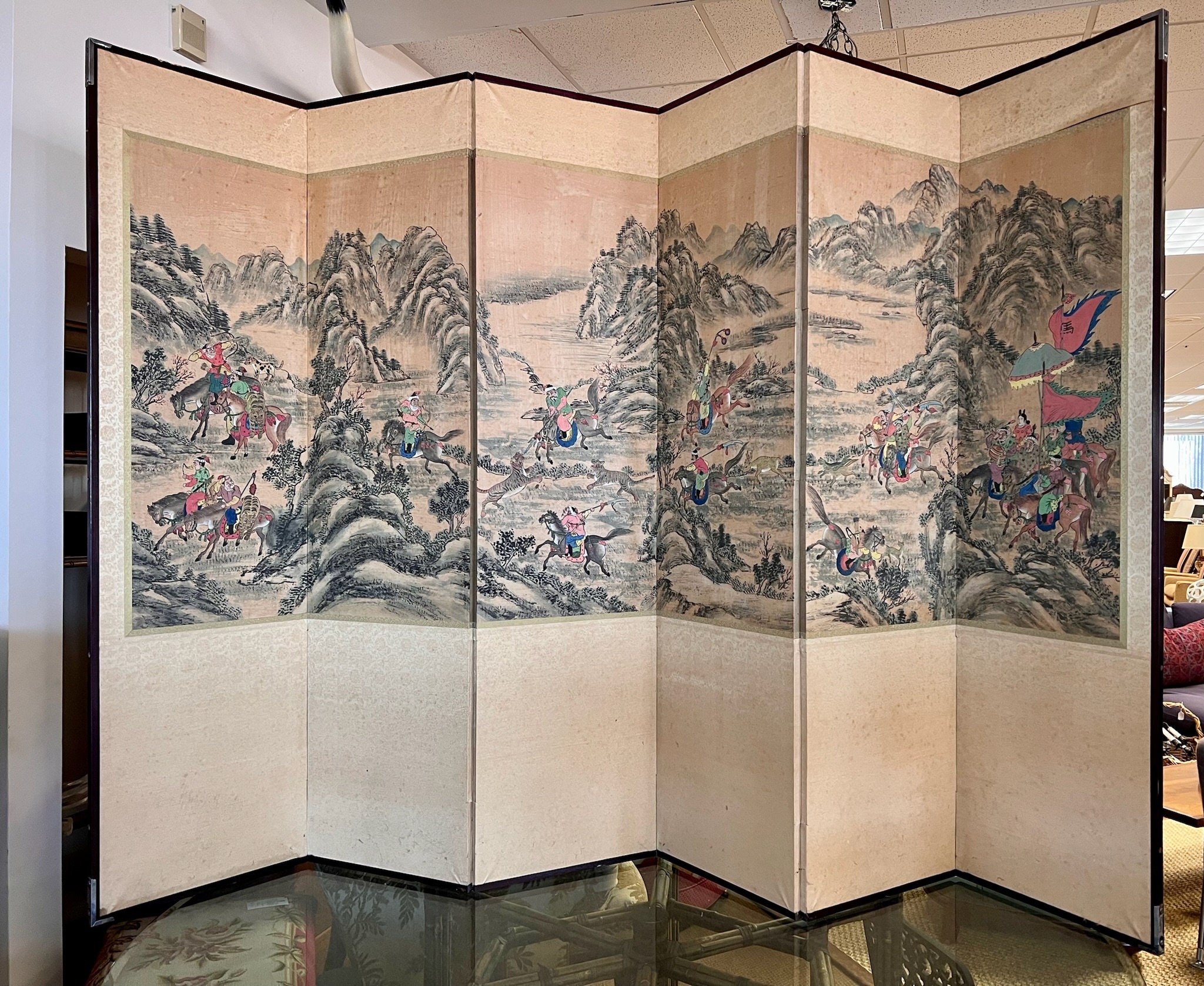 Chinese Six Panel Hand Painted Folding Screen Room Divider - Etsy
