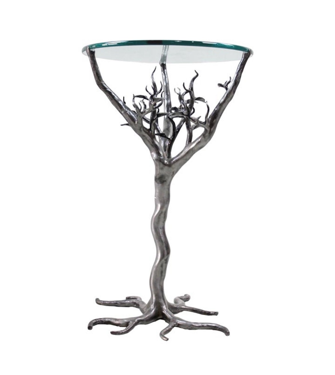Signed Hand Forged Iron Sculptural Tree Branch Glass Top Table - Etsy
