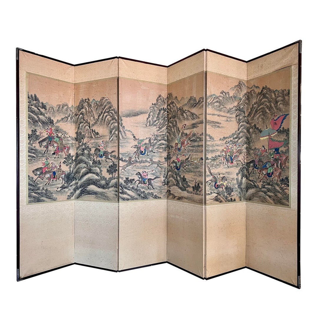 Chinese Six Panel Hand Painted Folding Screen Room Divider - Etsy