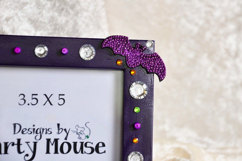 Halloween Bat Picture Frame: Purple Rhinestone Decor (3.5x5) - Etsy
