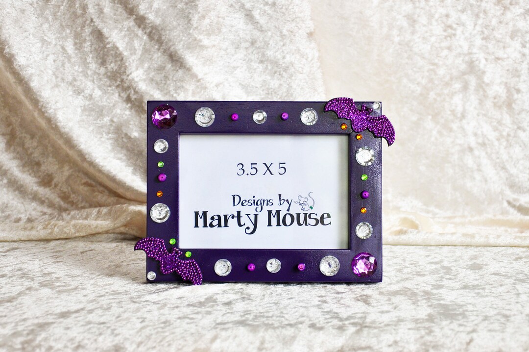 Halloween Bat Picture Frame: Purple Rhinestone Decor (3.5x5) - Etsy