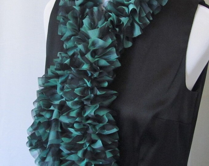 Black and Teal Blue Animal Print Women's Ruffle Scarf Hand - Etsy