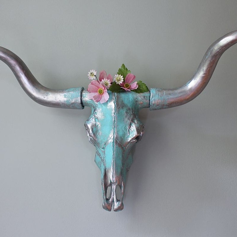 Decorated Cow Skull - Etsy
