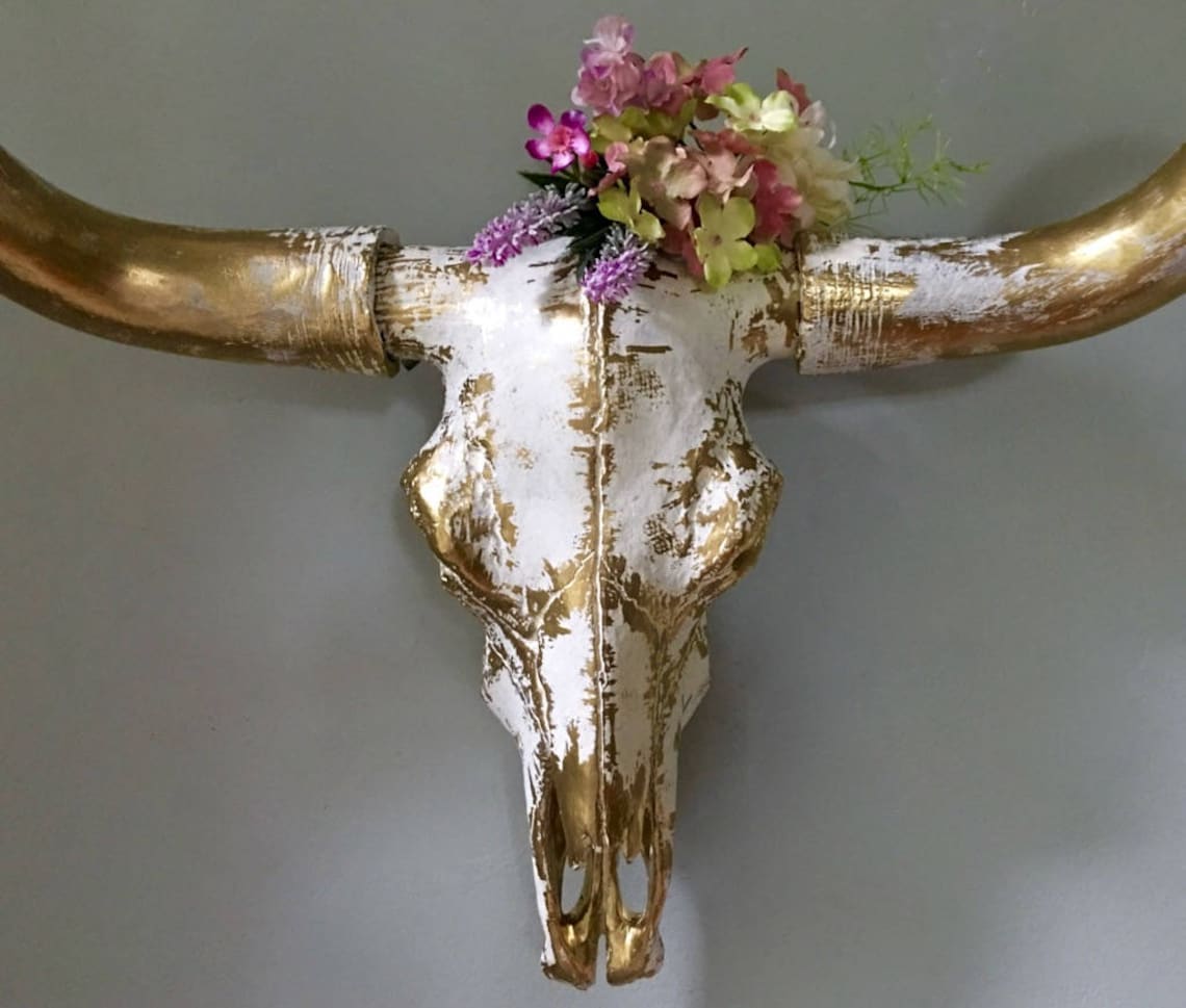 Large Bull Skull Texas Longhorn Wall Decor Faux Taxidermy - Etsy