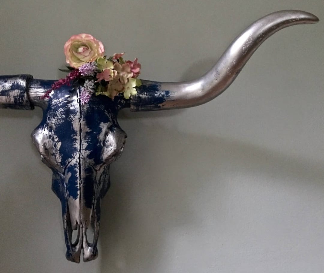 Large Bull Skull Wall Decor Faux Taxidermy Cow Head Wall Mount Longhorn ...