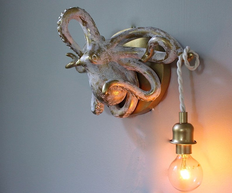 Octopus Wall Sconce Light Nautical Sconce Modern Beach Cottage Sea ...