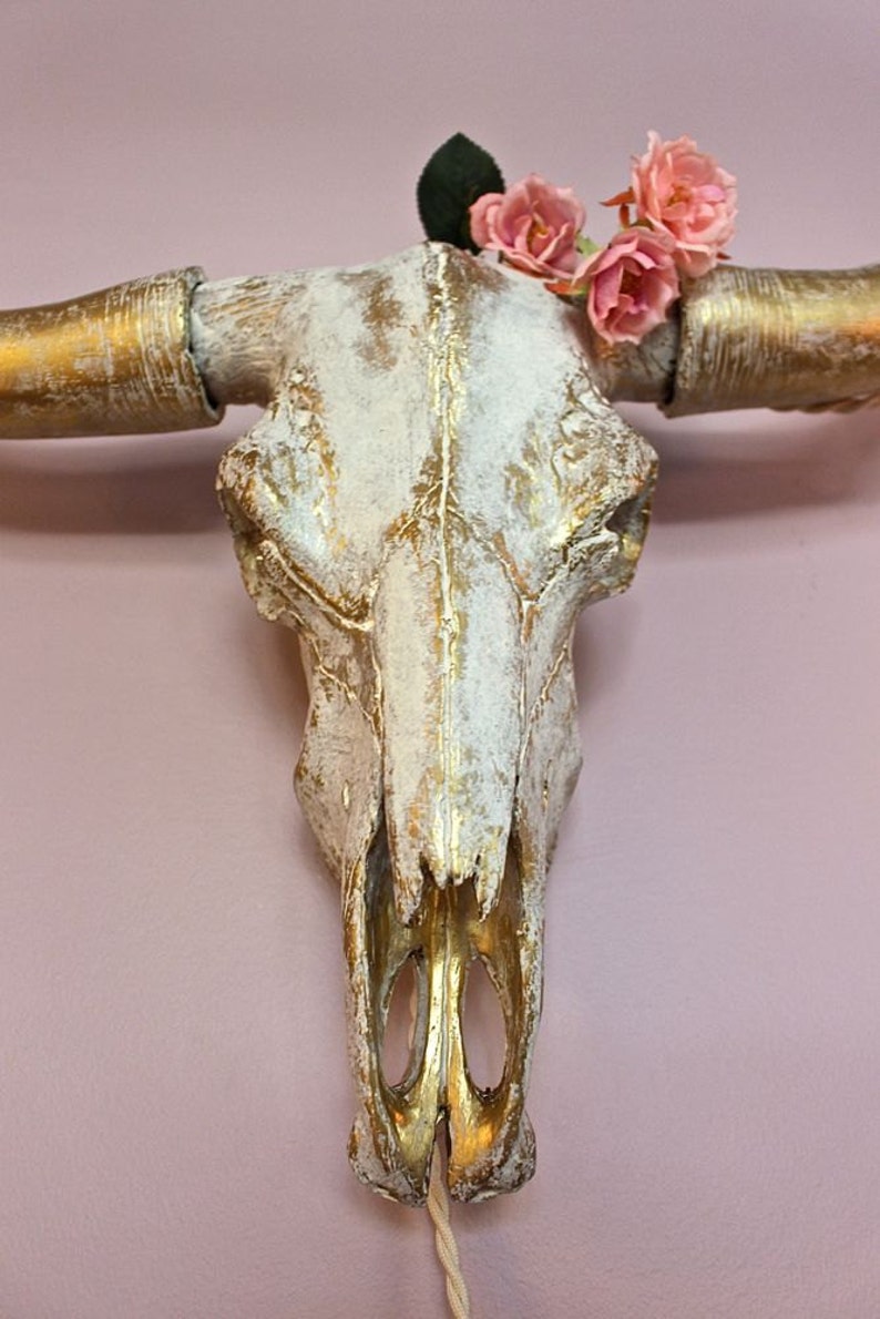 Bull Skull Wall Light Faux Taxidermy Cow White-brass Western | Etsy