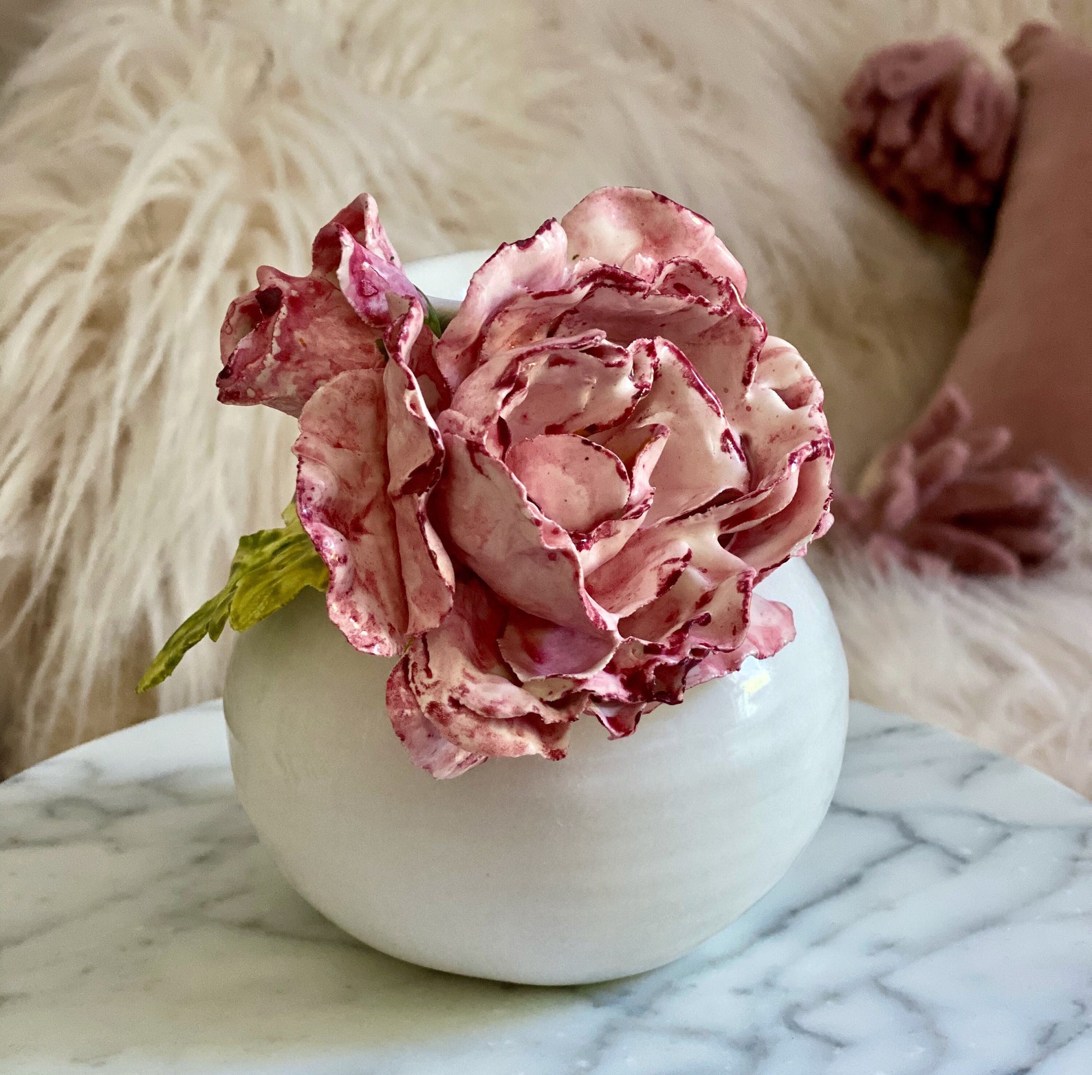 White Glaze Ceramic Vase With Hand Painted Flowers Bud Vase - Etsy