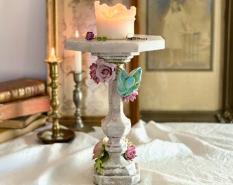 White Distressed Cake Stand - Etsy
