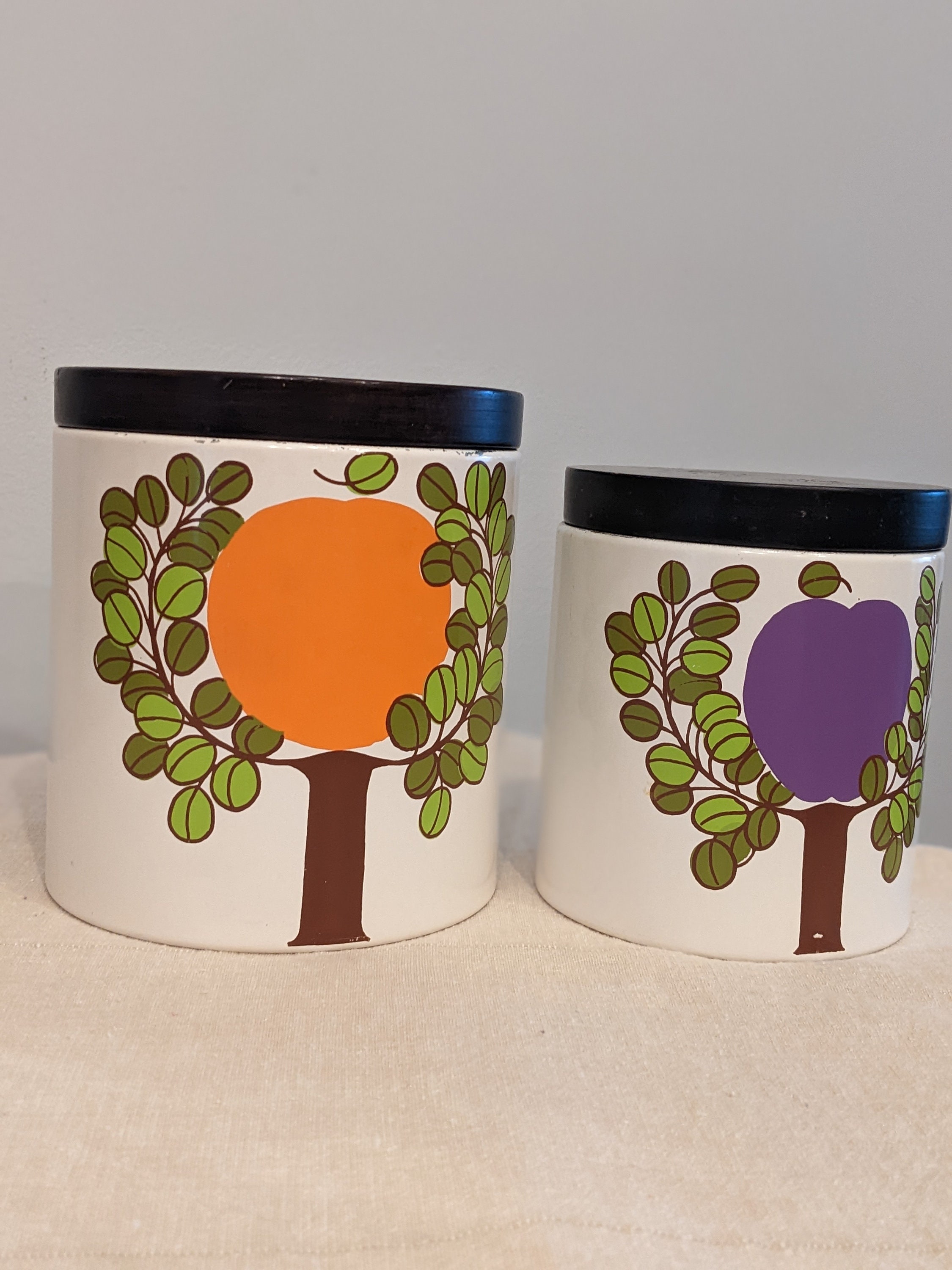 Vintage Ransburg Fruit Tree Canisters Set of 2 - Etsy