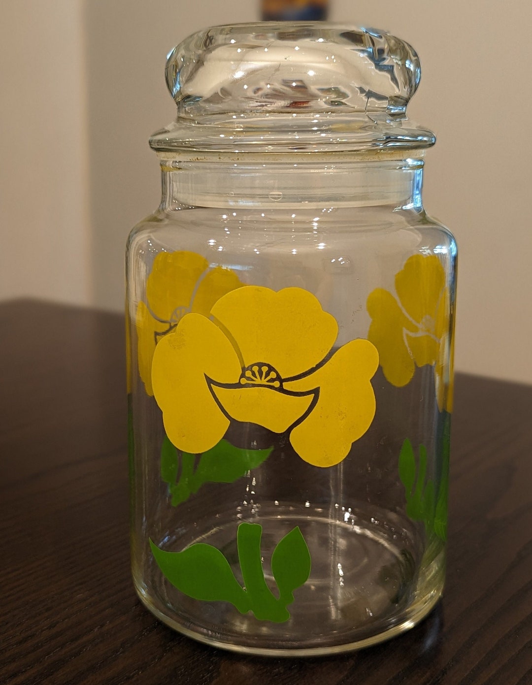 Vintage Anchor Hocking Foxy Flowers Yellow Poppy Jar With Lid - Etsy