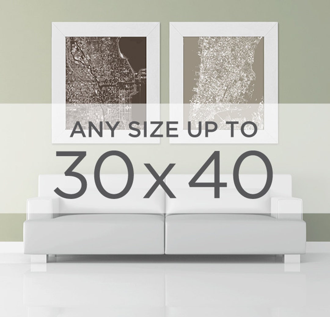 30x40 Cityscape Map Poster: Choose Your City - Etsy