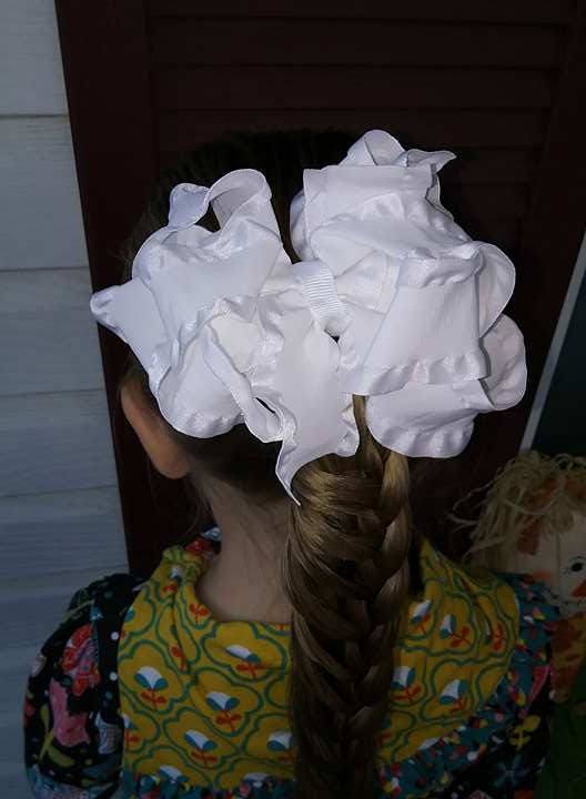 Double Ruffle Bow White Hair Bow Ruffle Headband | Etsy