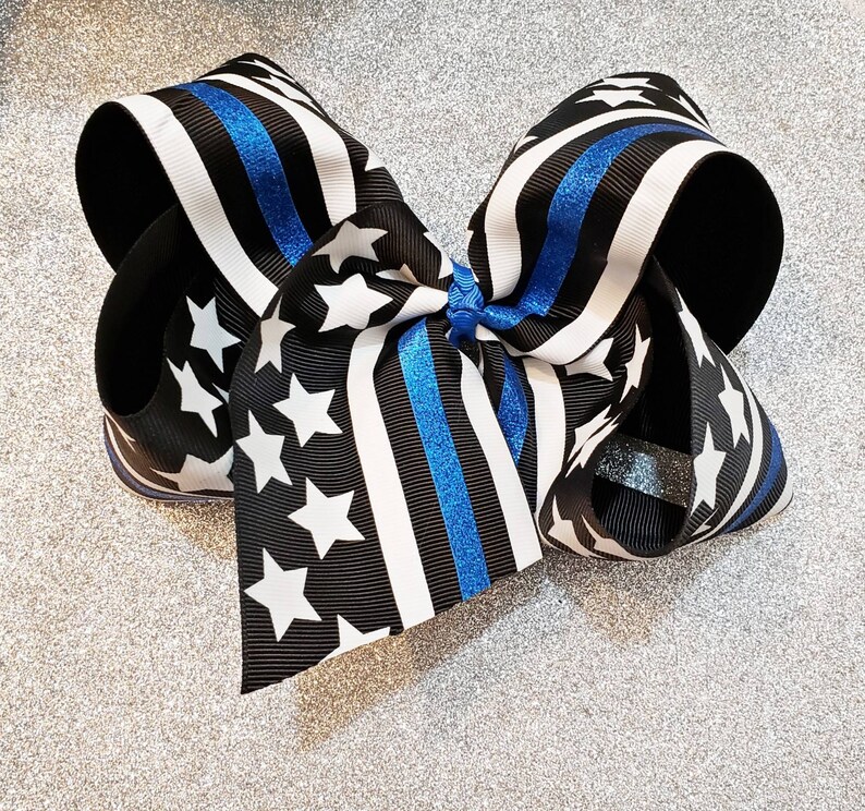 Blue Line Hair Bow Police Bow Police Daddy Bow Thin Blue - Etsy