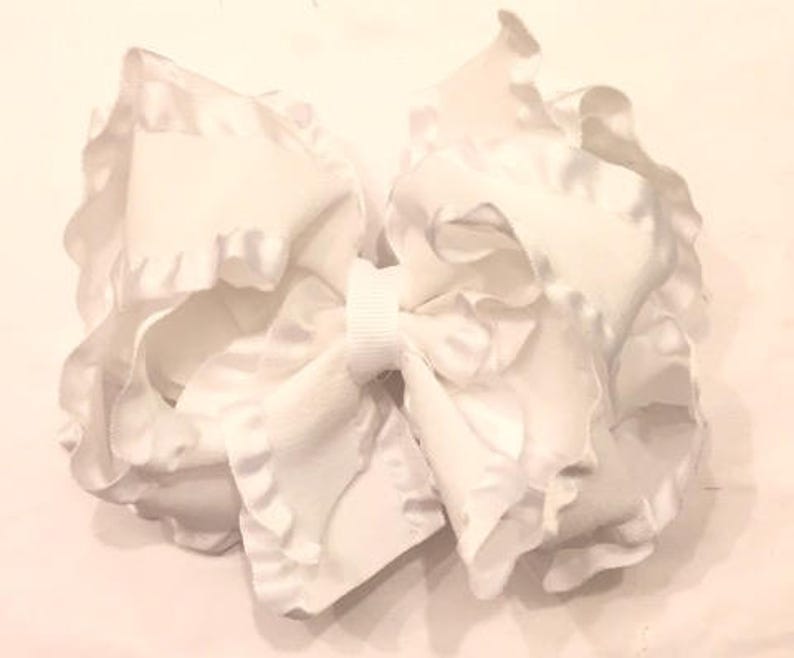 Double Ruffle Bow White Hair Bow Ruffle Headband | Etsy