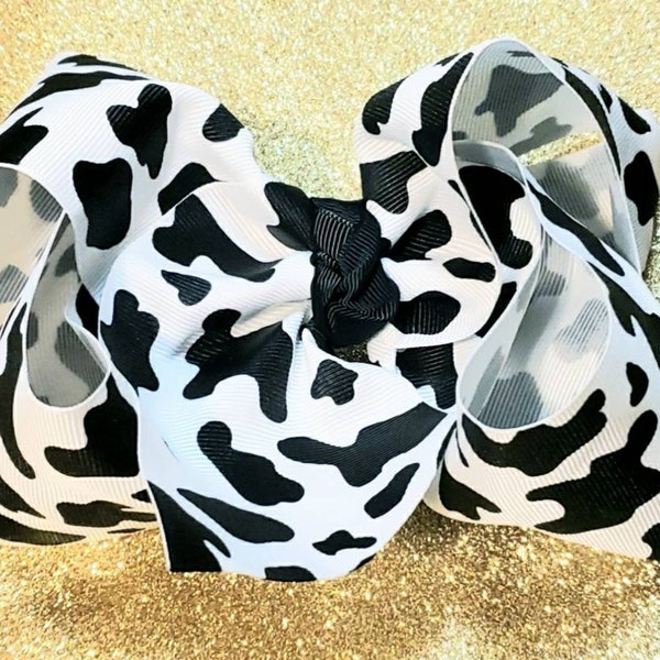 Cow Print Hair Bow - Etsy