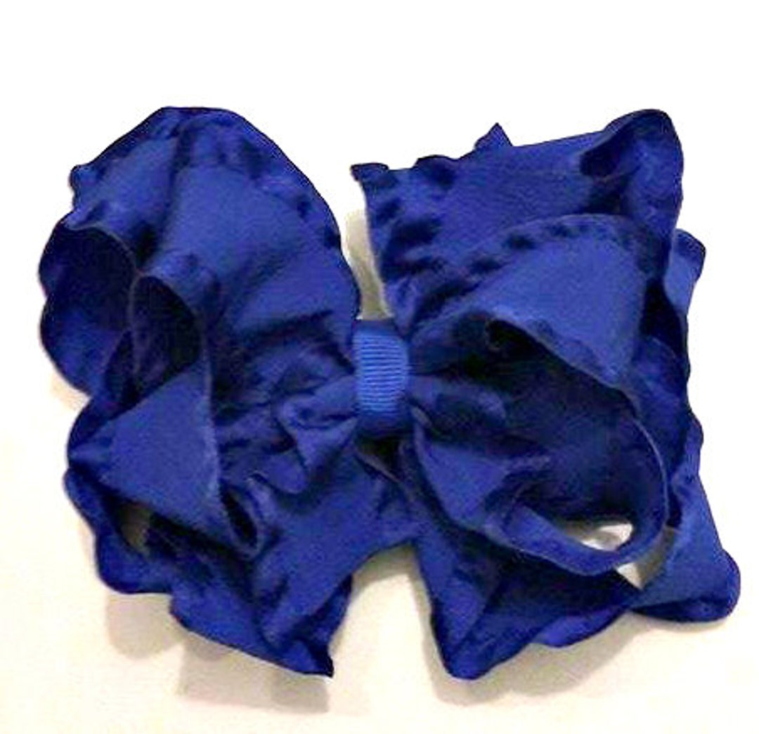 Double Ruffle Hair Bow Royal Blue Bow Boutique Bow - Etsy