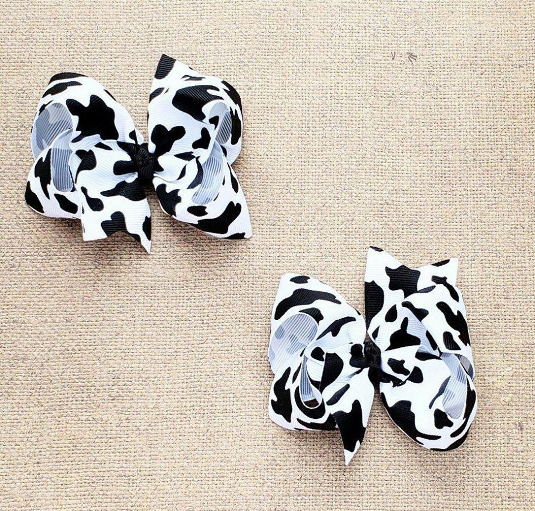 Cow Pigtail Bows Cow Hair Bow Farm Hair Bow Farm Party - Etsy
