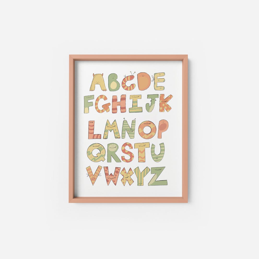 Whimsical Kids Alphabet Poster: Hand-drawn Letters, Glossy Finish - Etsy