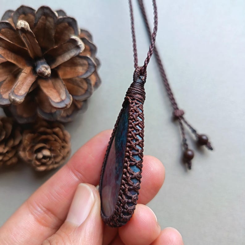 Ruby Kyanite Macrame Necklace | Pendant Size Approx 5.8 Cm - Etsy