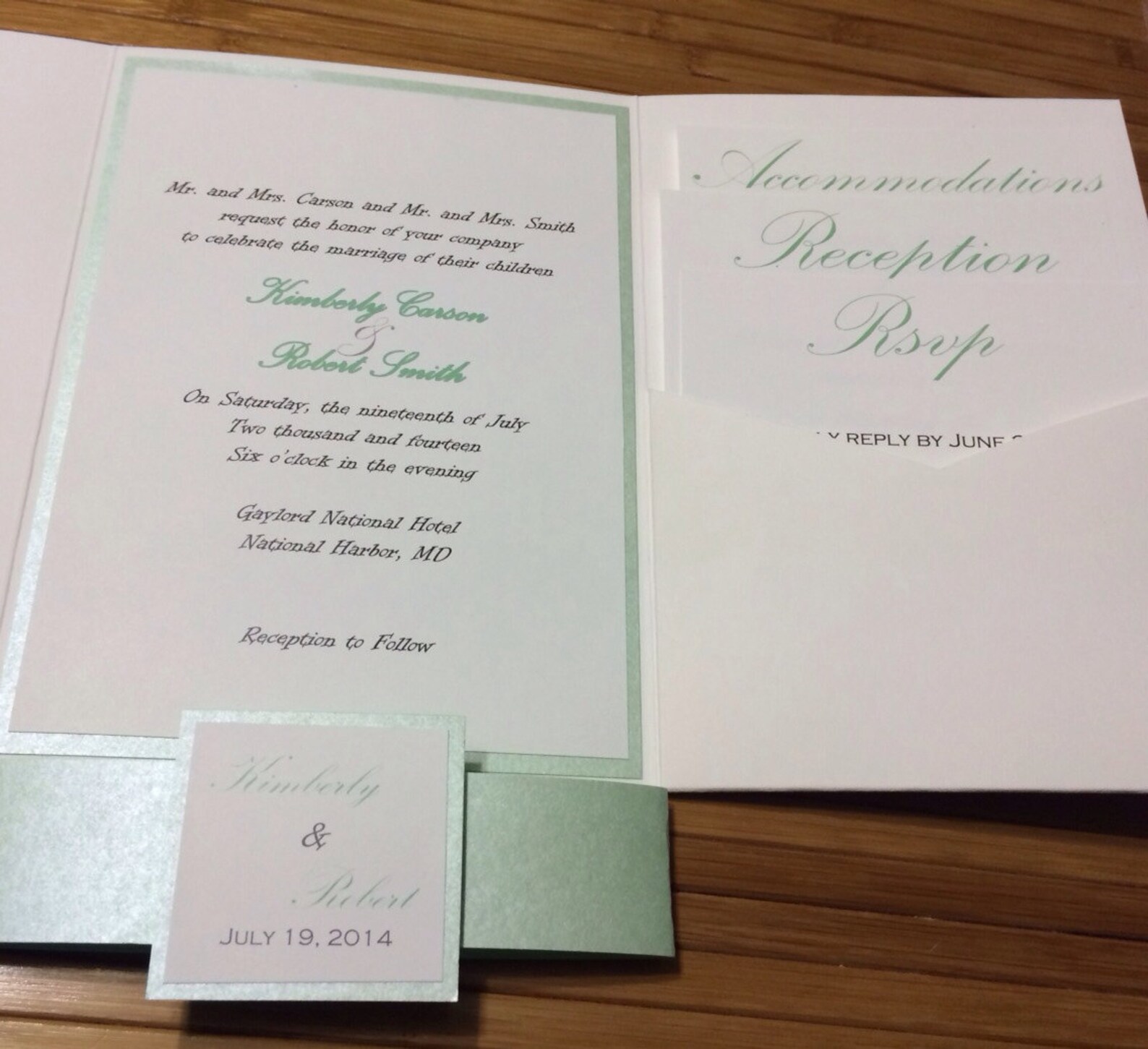 Pocket Wedding Invitation | Mint Green Invitation | Wedding Invite ...