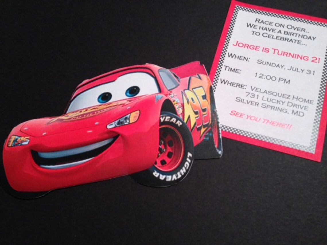 Lightning Mcqueen Birthday Invitation | Cars Theme - Etsy