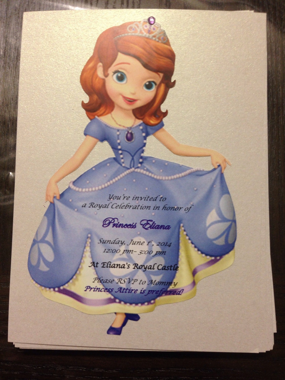 Sofia The First Handmade Invitations