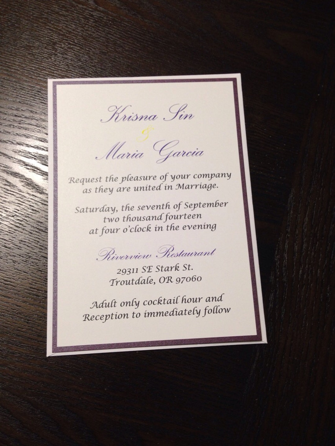 Pearlescent Purple Layered Wedding Invitation | Metallic Card - Etsy