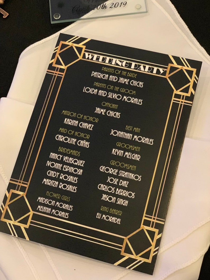 Great Gatsby Wedding Program | Great Gatsby | Roaring 20s | Gatsby ...