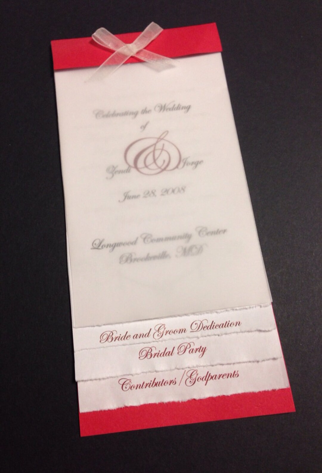 Wedding Program | Layered | Red | Vellum - Etsy