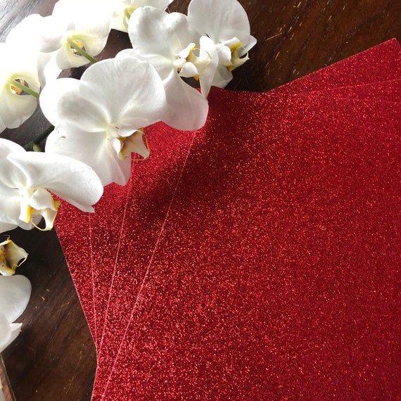 Red Glitter Cardstock 12 X 12 Glitter Paper Red Glitter | Etsy