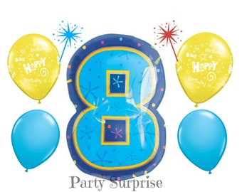 Number 8 Balloon 8th Birthday Party Balloons Boy Girl Kids | Etsy