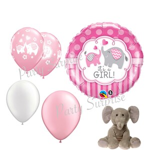 Pink Elephant Baby Shower Balloons, It's a Girl Decorations (made in ...