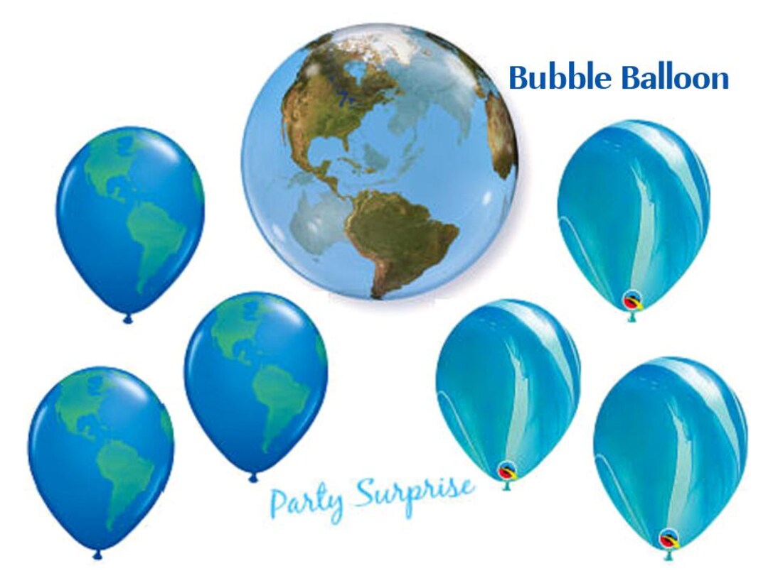Globe Bubble Balloon, Agate Marble Latex Balloons, World Party Decor - Etsy