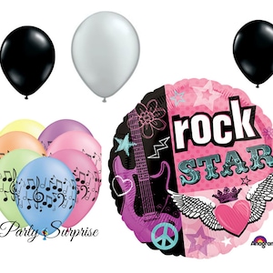 Guitar Rock N Roll Balloons Rock and Roll Party Balloons Latex Mylar ...