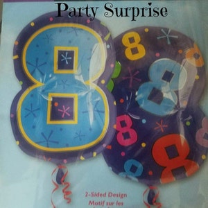 Number 8 Balloon 8th Birthday Party Balloons Boy Girl Kids Birthday ...