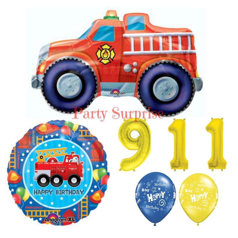 Fire Engine Balloons Fire Truck Birthday Party Balloons - Etsy