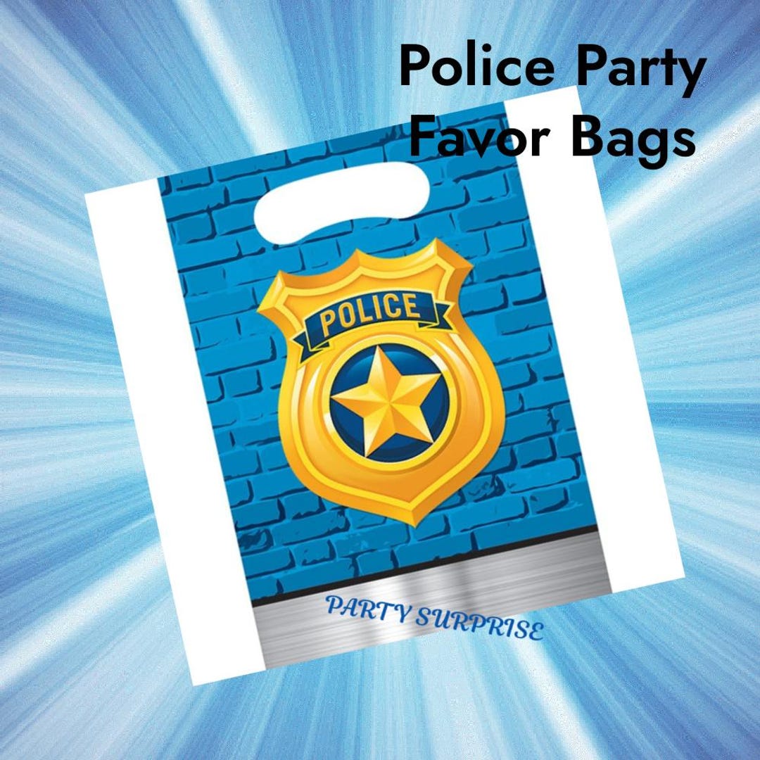 Police Party Favor Bags Cups Balloons Goody Bags Straws Kids Police ...