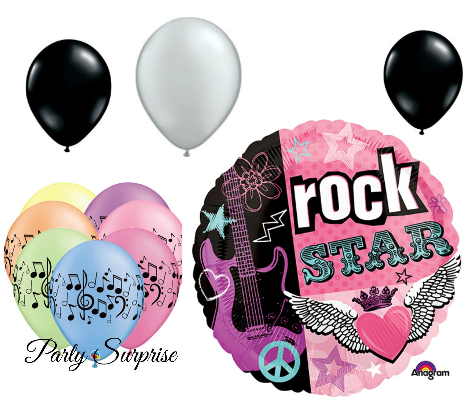 Music Balloons Black on White Musical Notes Musician Orchestra Band ...