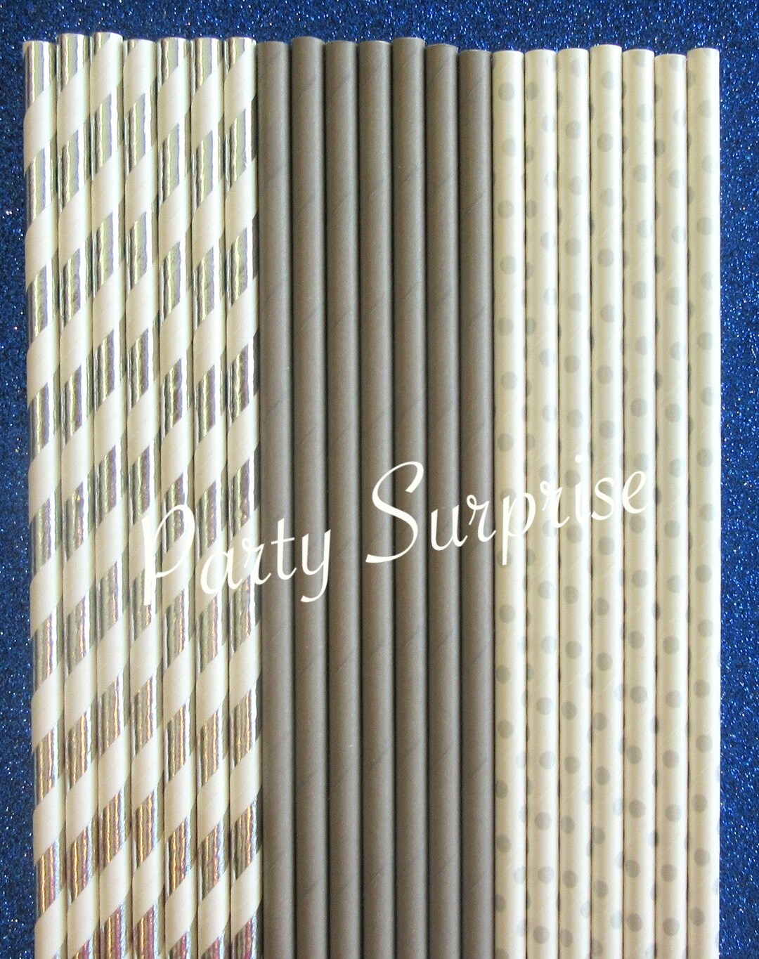 Straws Grey White Silver Straw Mix Wedding Birthday Sophisticated ...