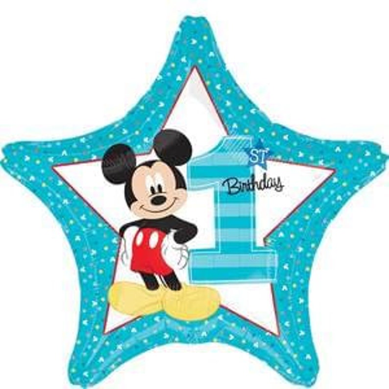 Mickey Mouse 1st Birthday Balloons, Star & Number 1 Mylar Set - Etsy