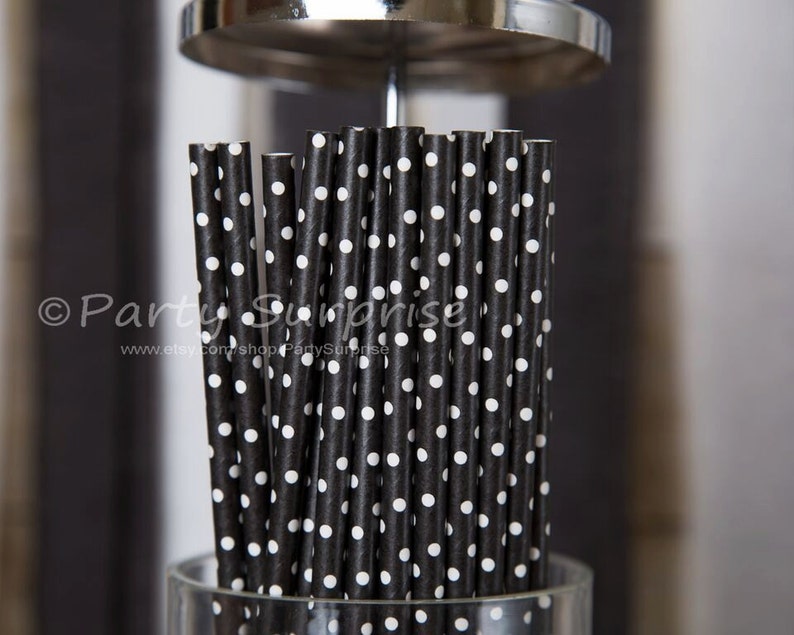 Black Straws Black Polka Dot Drinking Straws Designer - Etsy