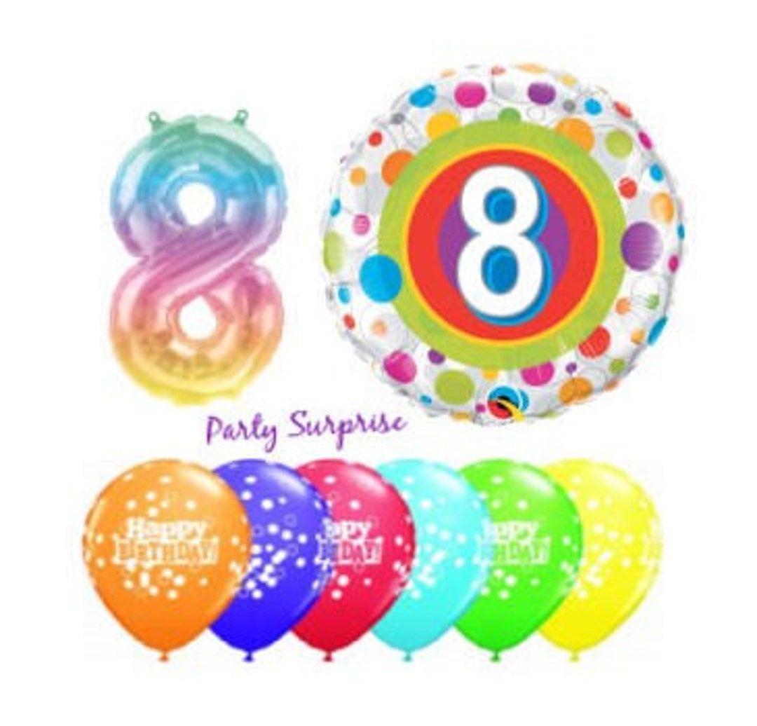 8th Birthday Balloon Package 8 Years Old Birthday Party Baloons Boy ...