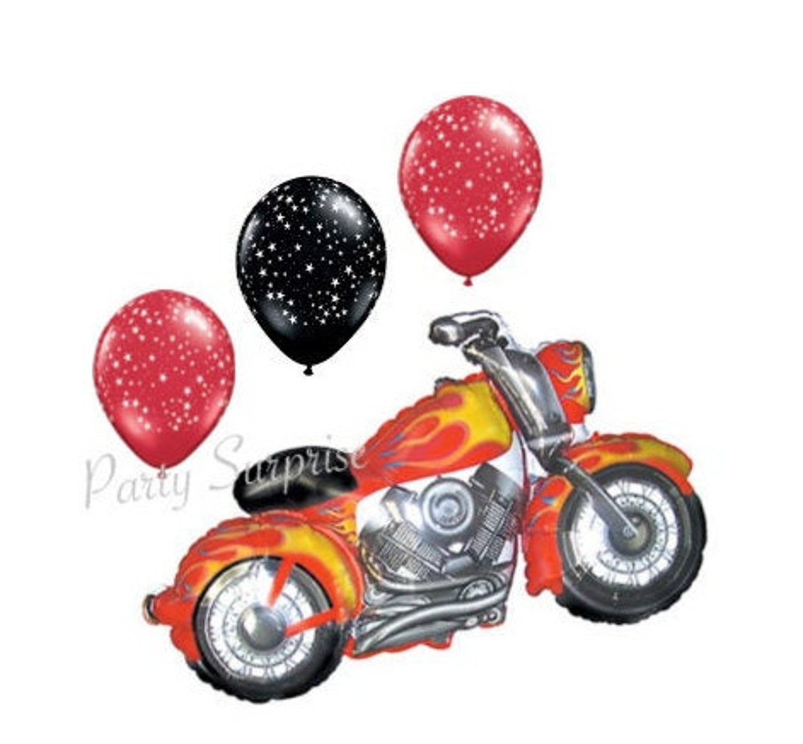Motorcycle Balloon Pkg Flames 45 inches Mylar Foil Motorcycle | Etsy